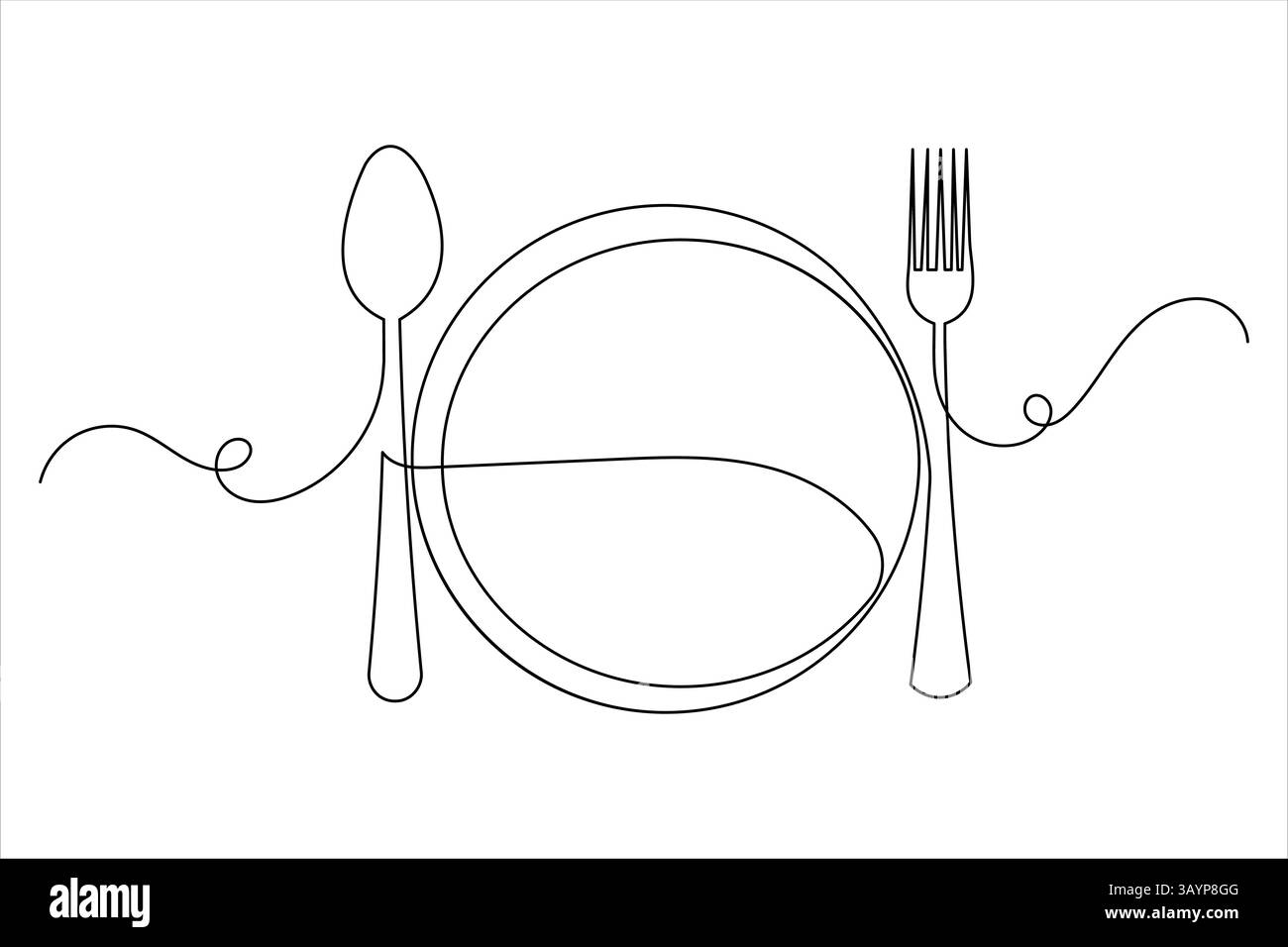 Fork and Knife one line drawing of continuous line vector illustration ...