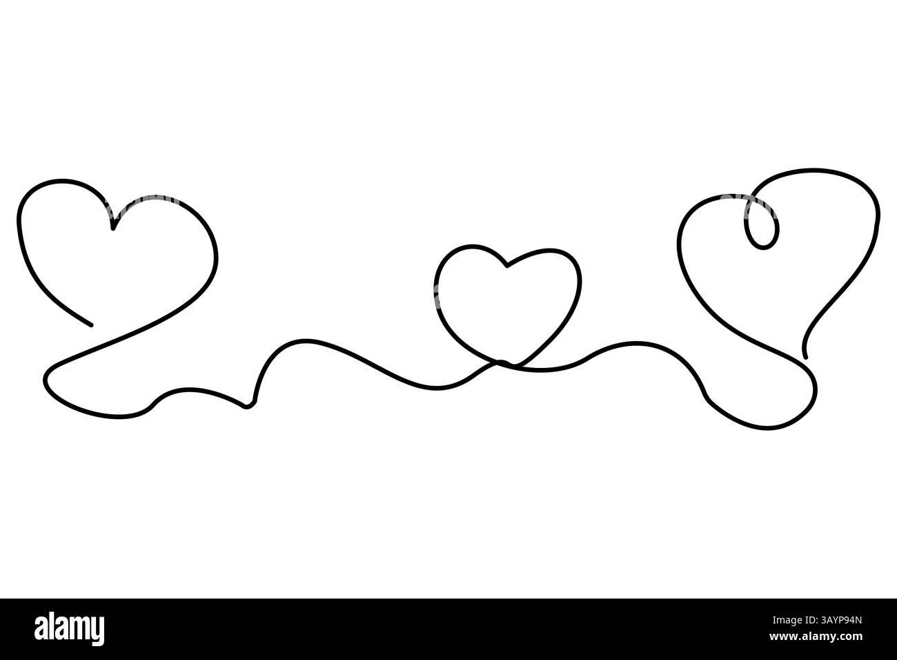 Continues One line drawing of Inter twined hearts in a single ...