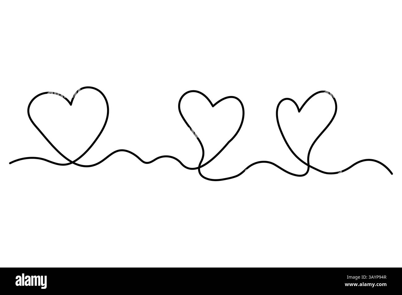 Continues One line drawing of Inter twined hearts in a single ...
