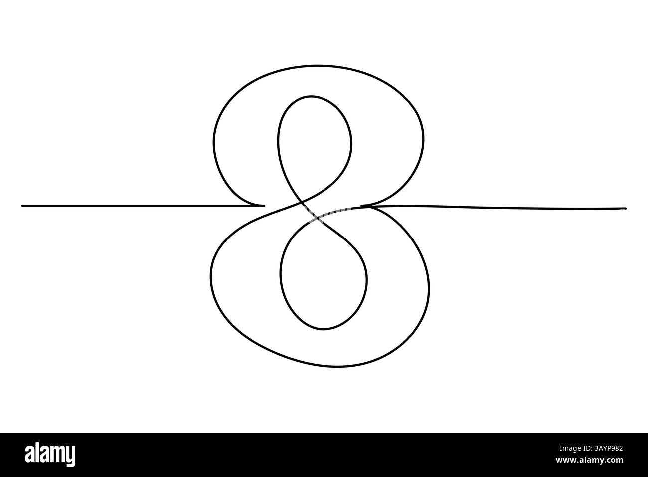 Number 8 Continuous Line Art of an Eight Symbol Stock Vector Image ...