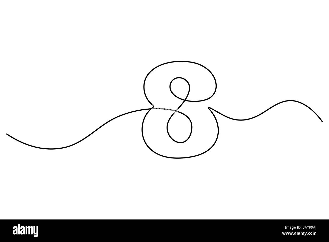 Number 8 Continuous Line Art of an Eight Symbol Stock Vector Image ...