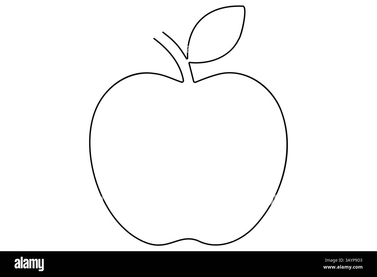 Apple fruit leaf linear Stock Vector Images - Alamy