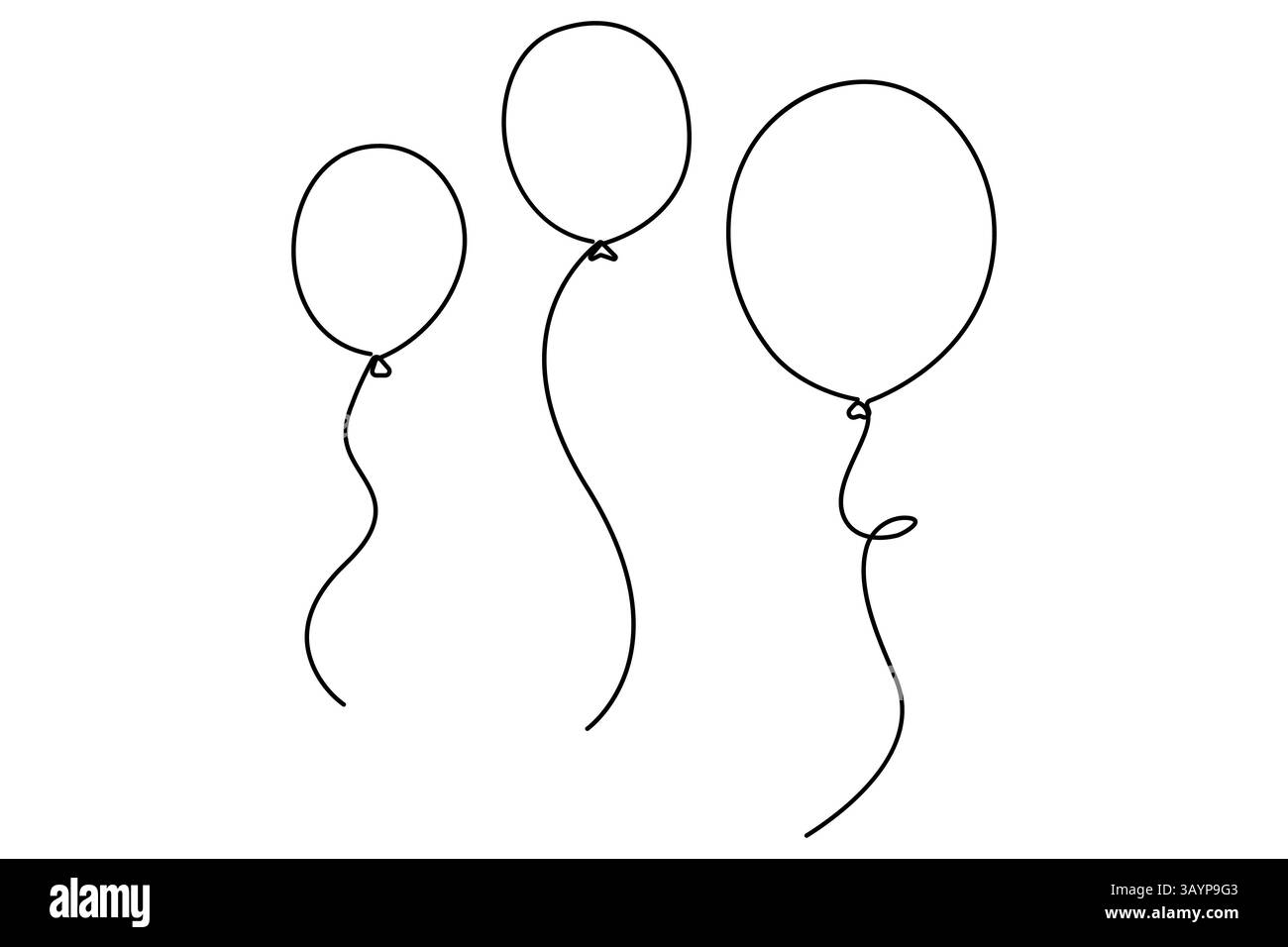 Continuous one line drawing of balloon isolated outline vector ...