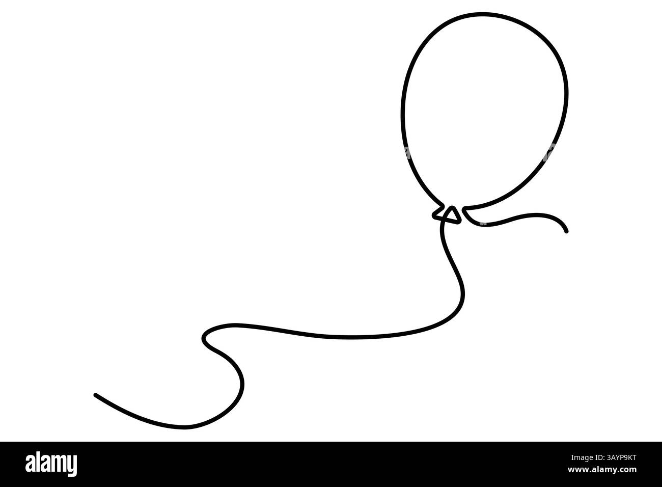 Continuous one line drawing of balloon isolated outline vector ...