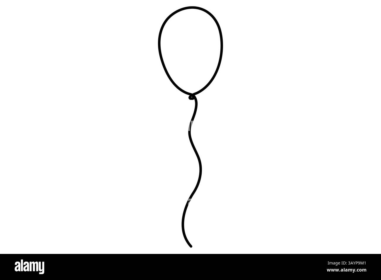 Continuous one line drawing of balloon isolated outline vector ...