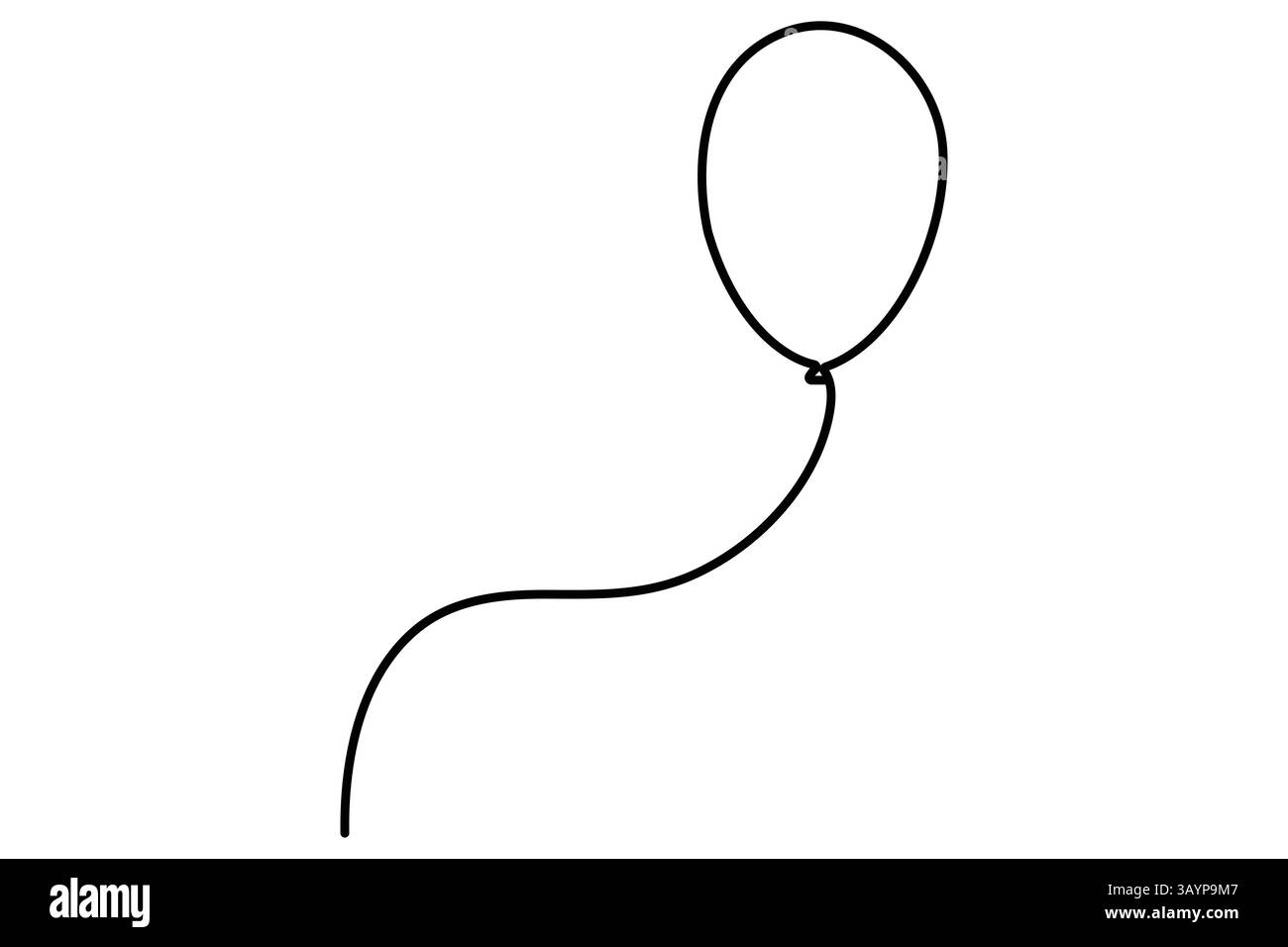 Continuous one line drawing of balloon isolated outline vector ...