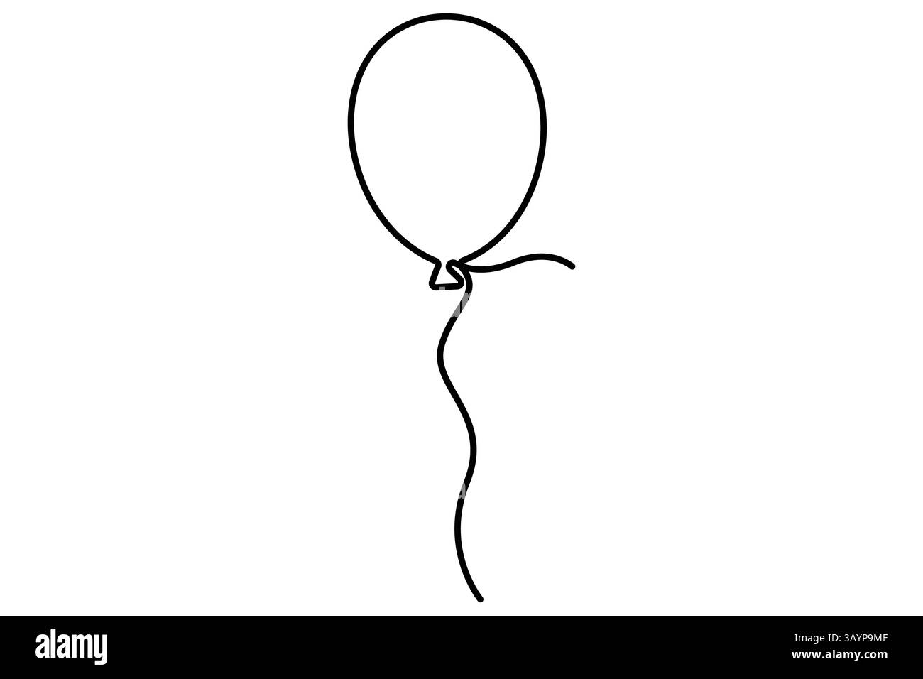 Continuous one line drawing of balloon isolated outline vector ...