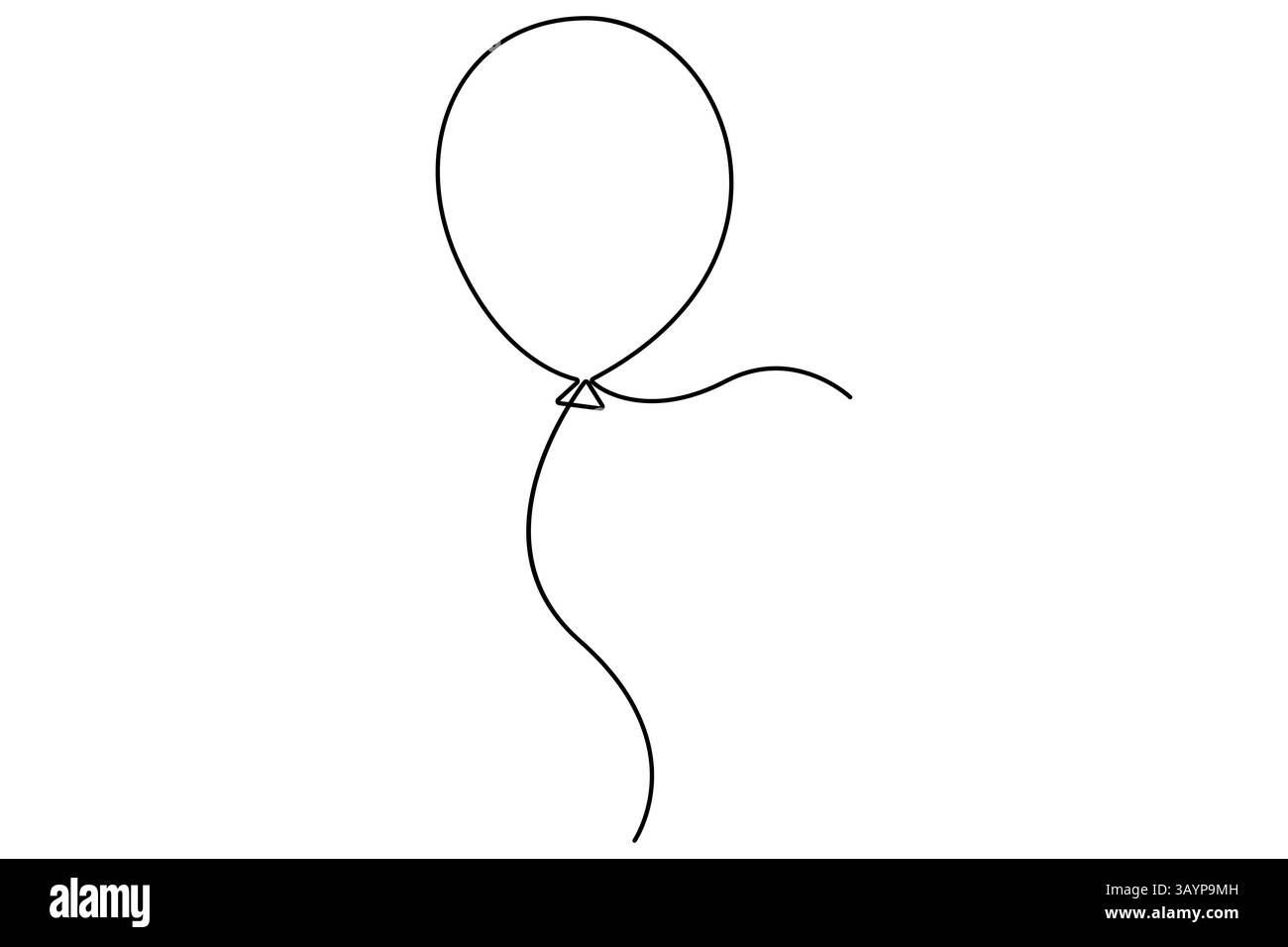 Continuous one line drawing of balloon isolated outline vector ...