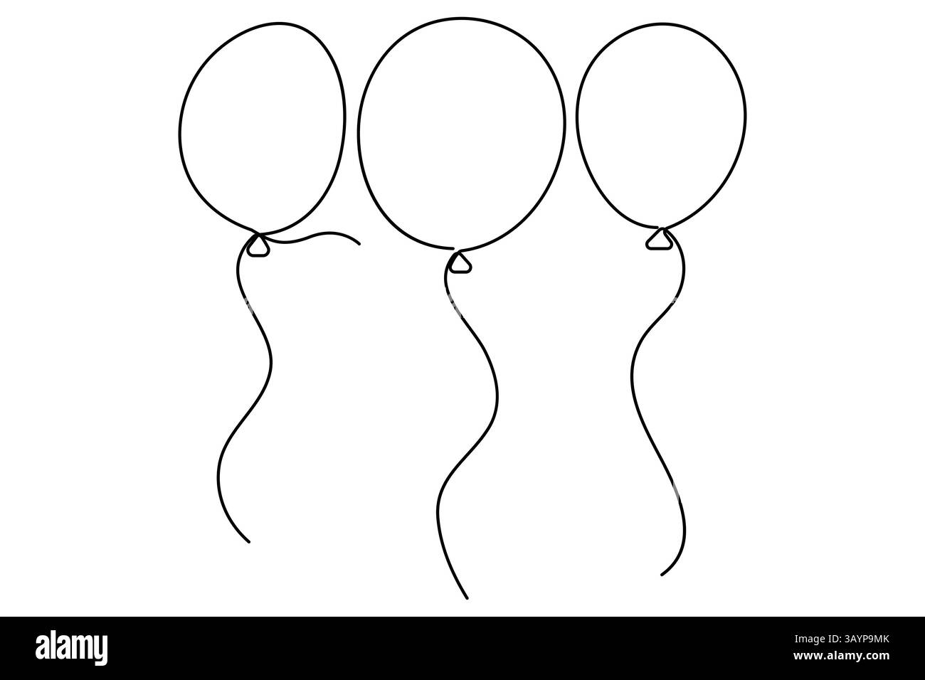 Continuous one line drawing of balloon isolated outline vector ...