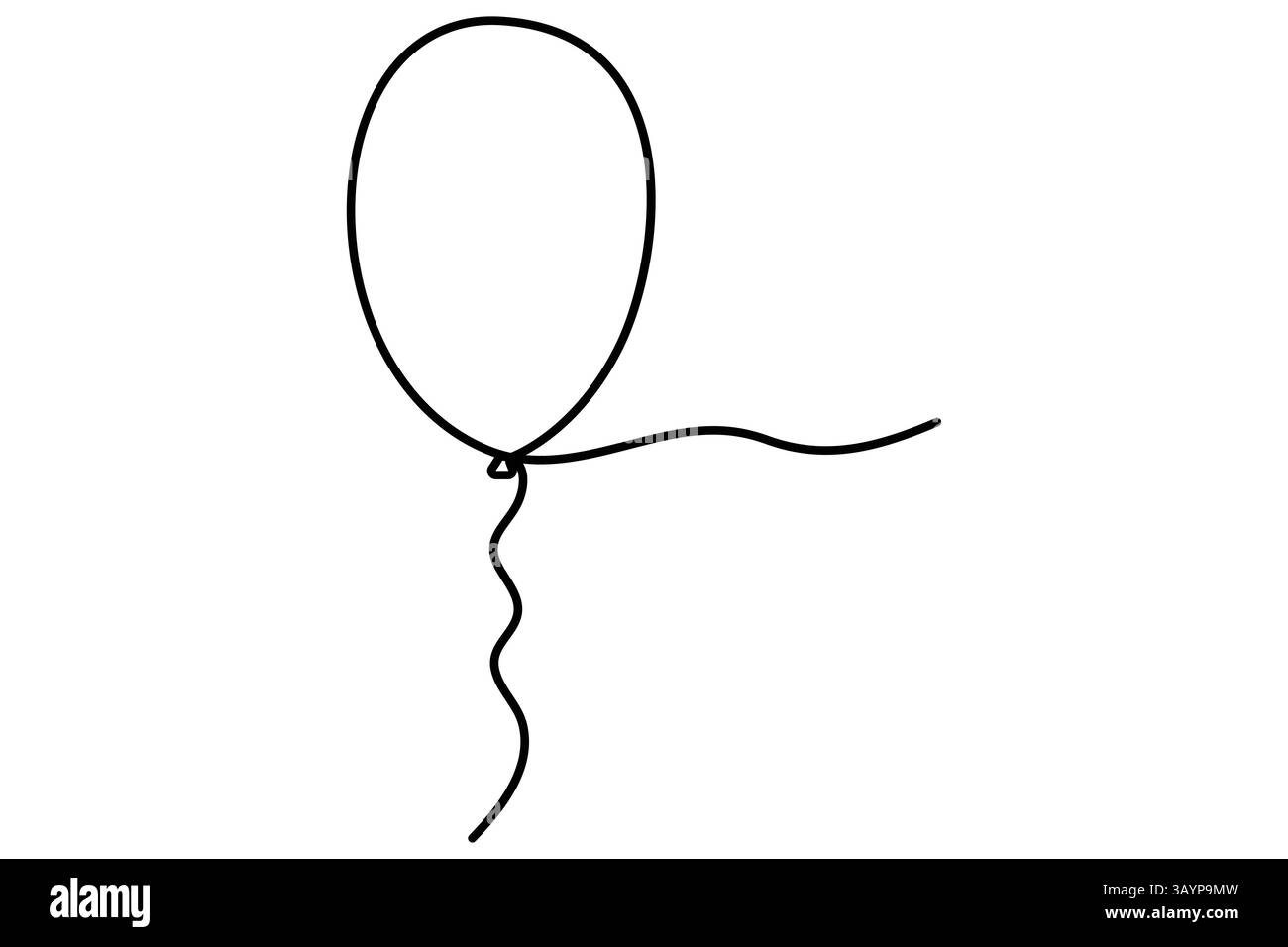 Continuous one line drawing of balloon isolated outline vector ...