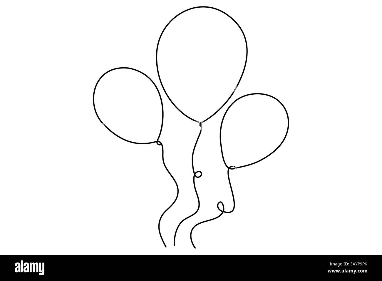 Continuous one line drawing of balloon isolated outline vector ...
