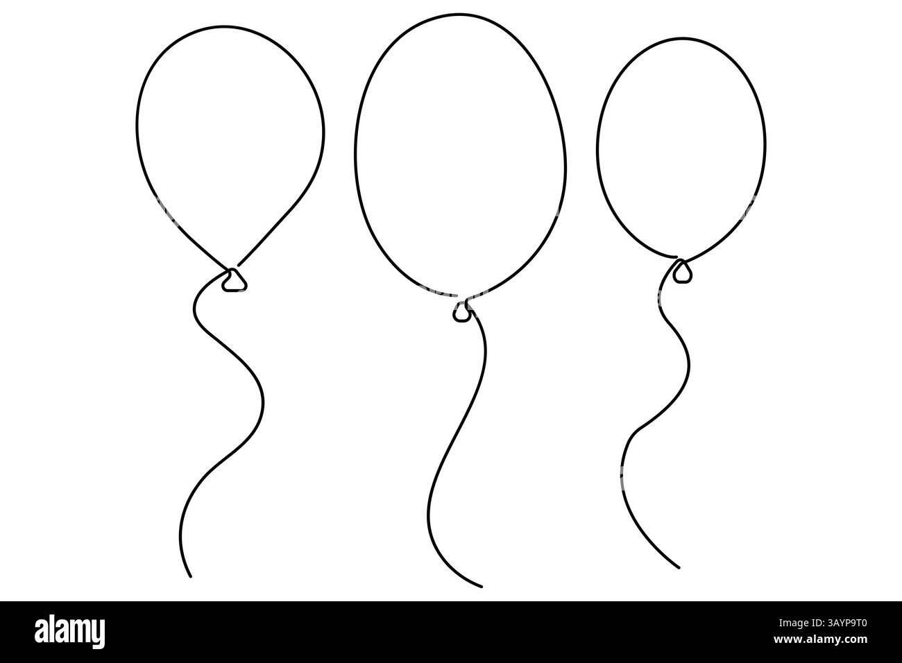 Continuous one line drawing of balloon isolated outline vector ...
