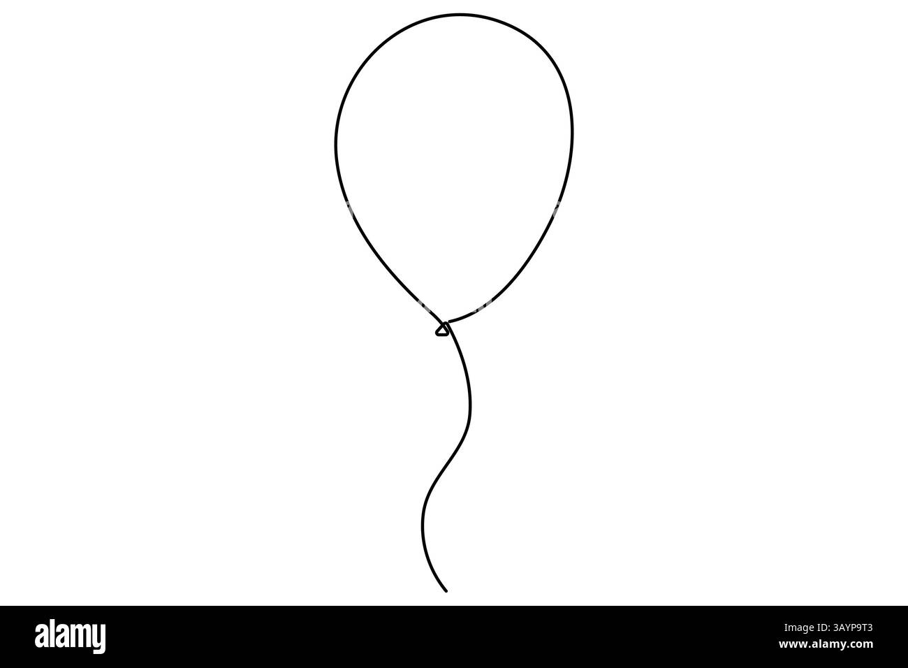 Continuous one line drawing of balloon isolated outline vector ...