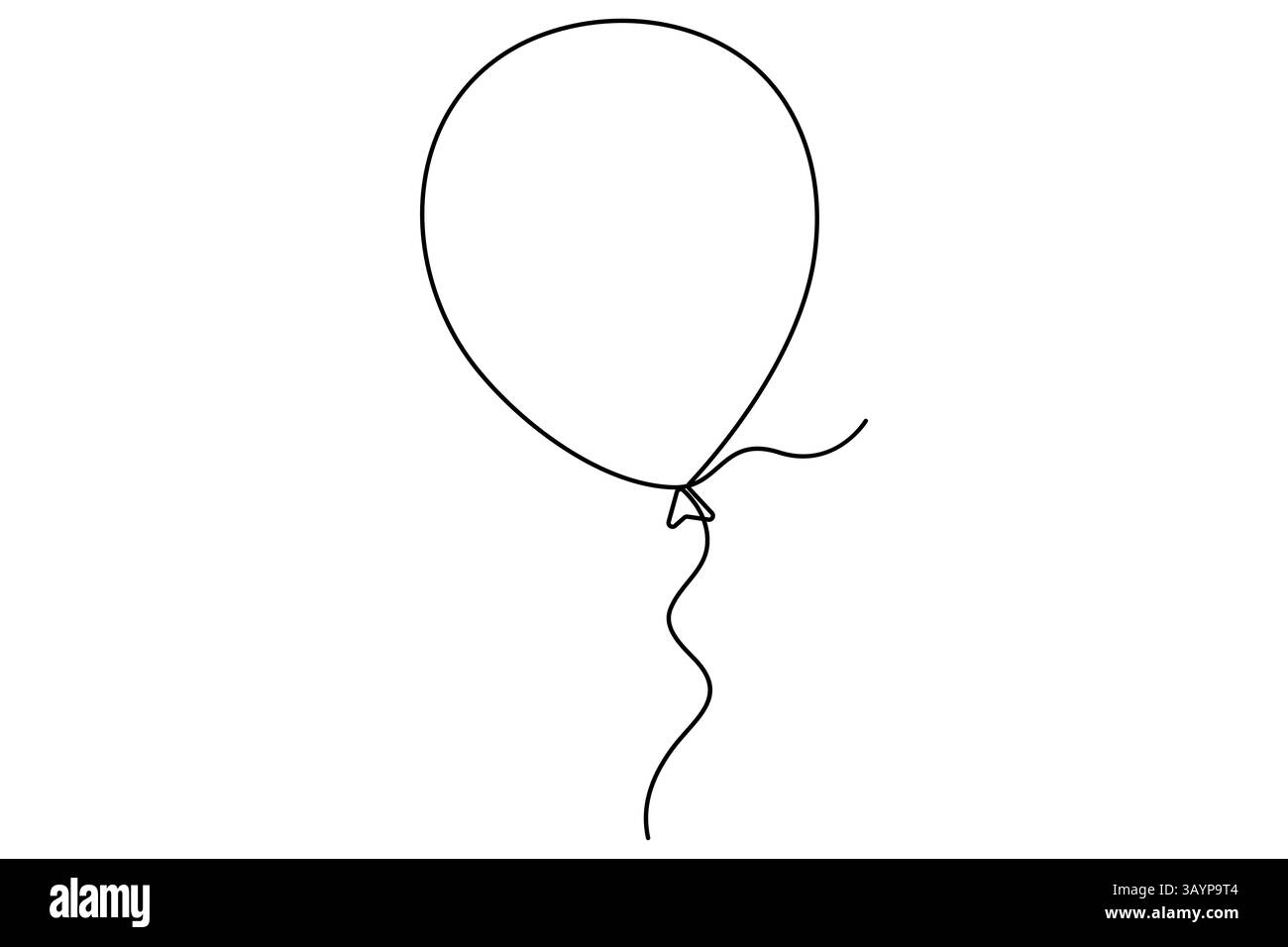 Continuous one line drawing of balloon isolated outline vector ...