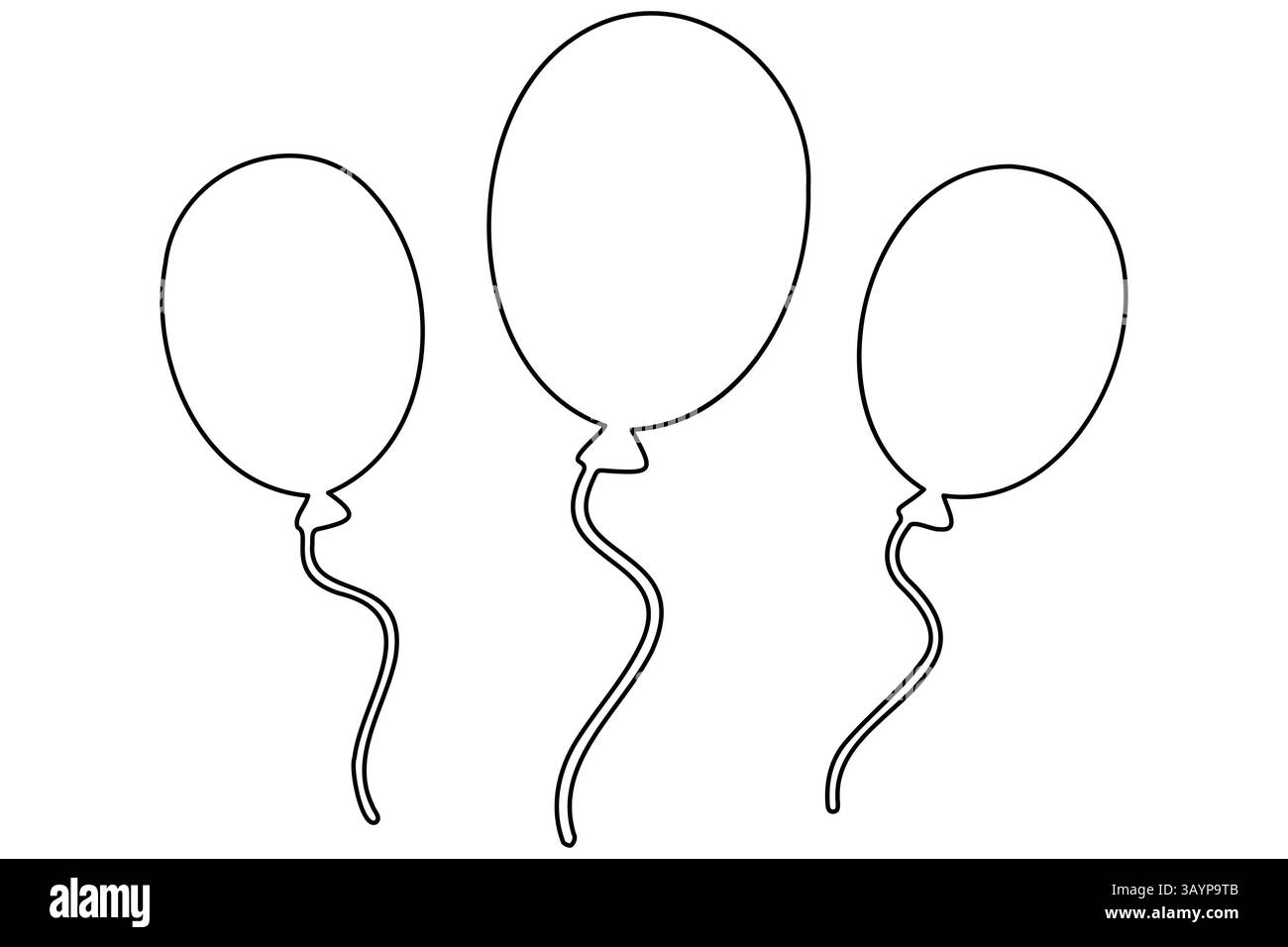 Continuous one line drawing of balloon isolated outline vector ...