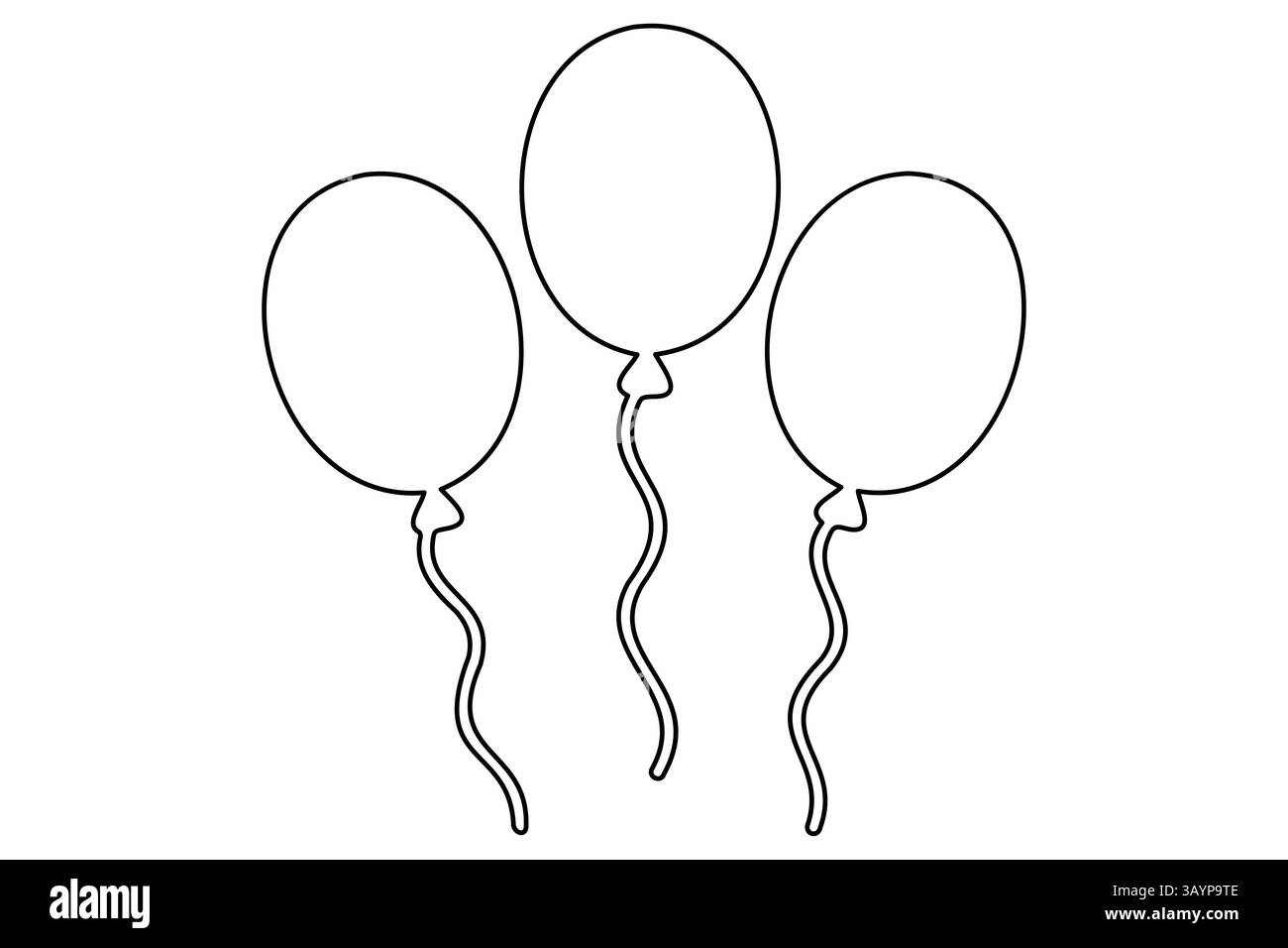 Continuous one line drawing of balloon isolated outline vector ...