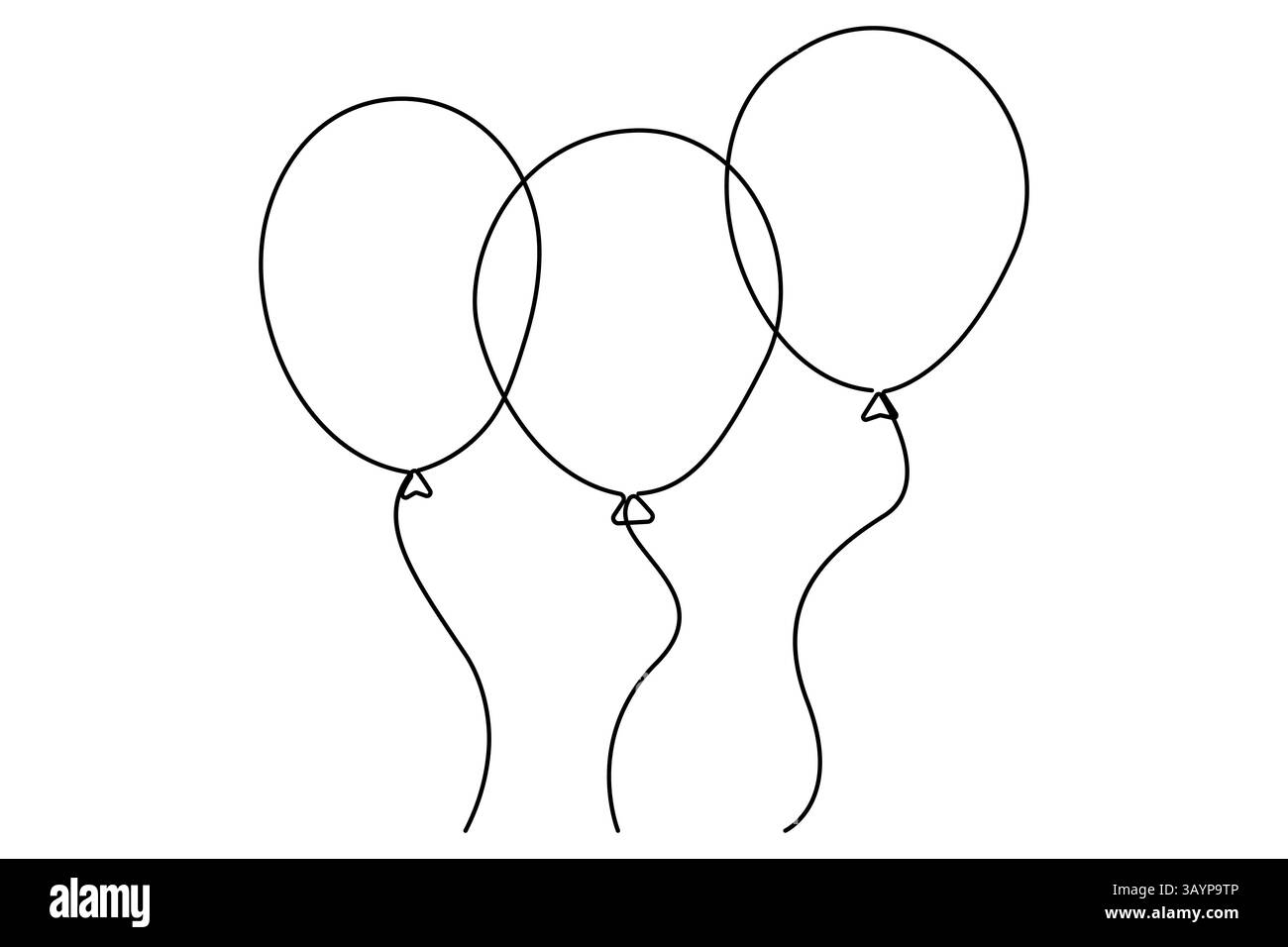 Continuous one line drawing of balloon isolated outline vector ...