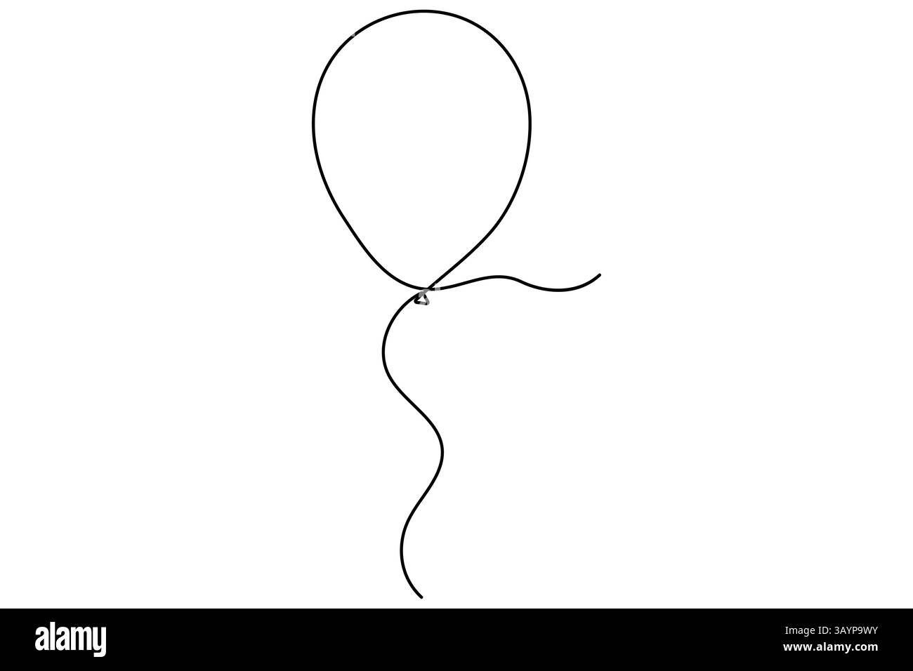 Continuous one line drawing of balloon isolated outline vector ...