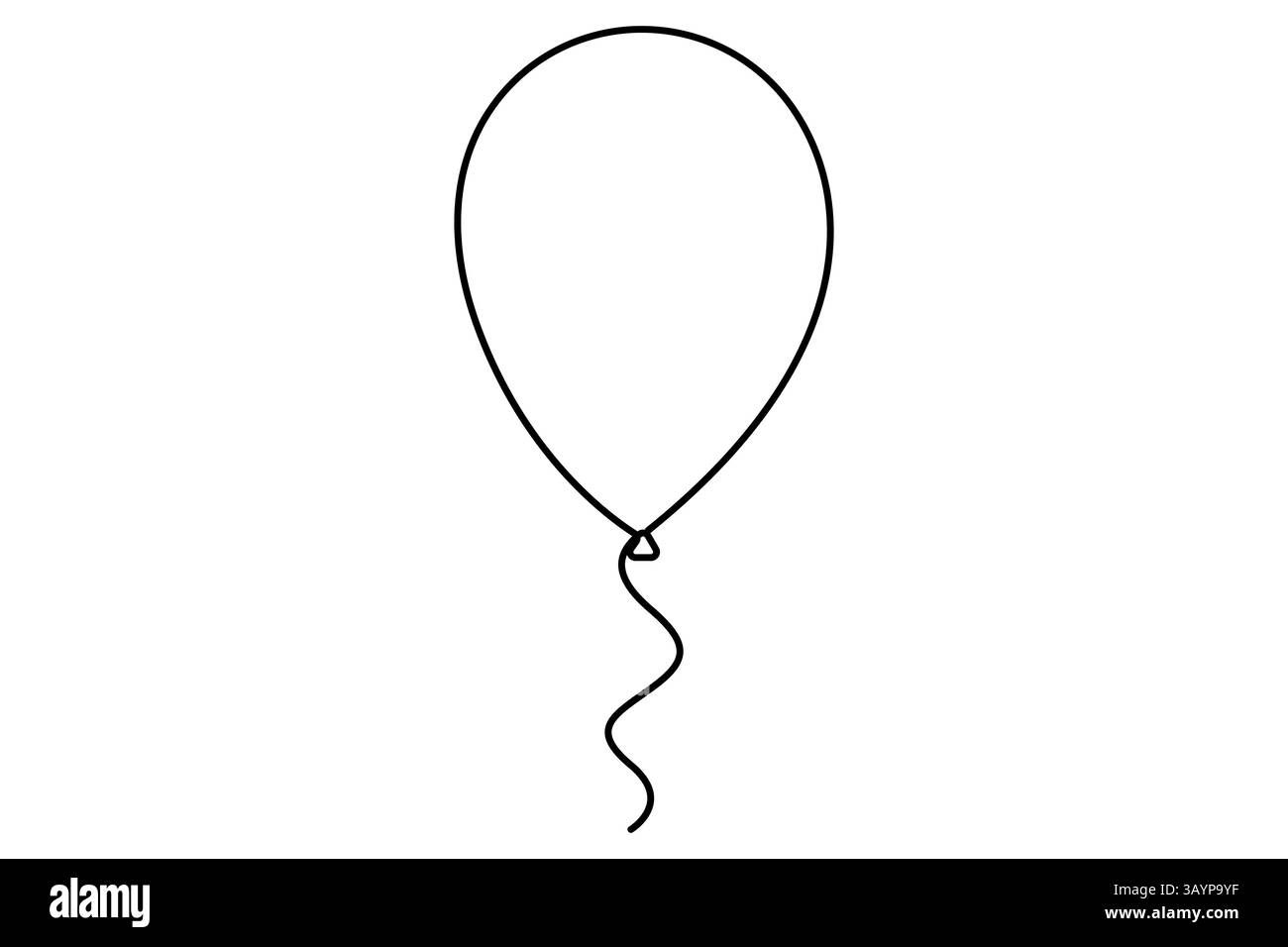 Continuous one line drawing of balloon isolated outline vector ...