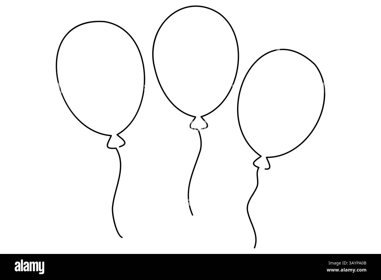 Continuous one line drawing of balloon isolated outline vector ...
