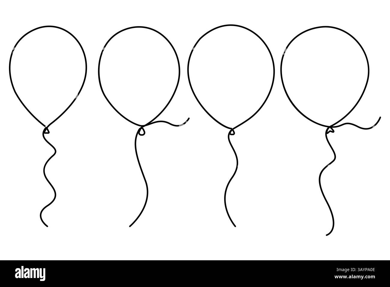 Continuous one line drawing of balloon isolated outline vector ...