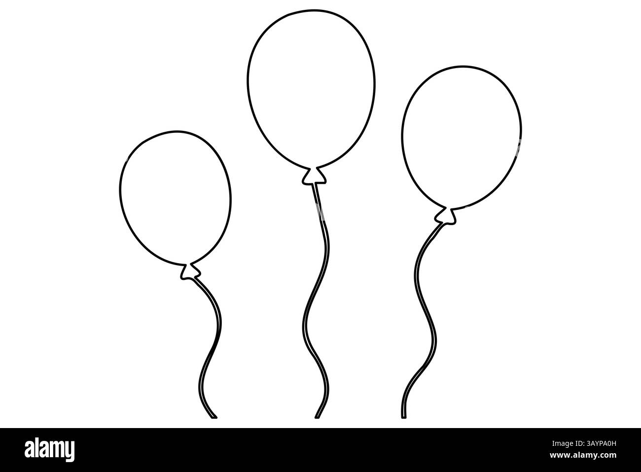 Continuous one line drawing of balloon isolated outline vector ...