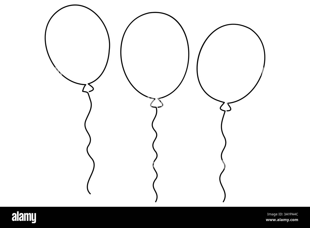 Continuous one line drawing of balloon isolated outline vector ...