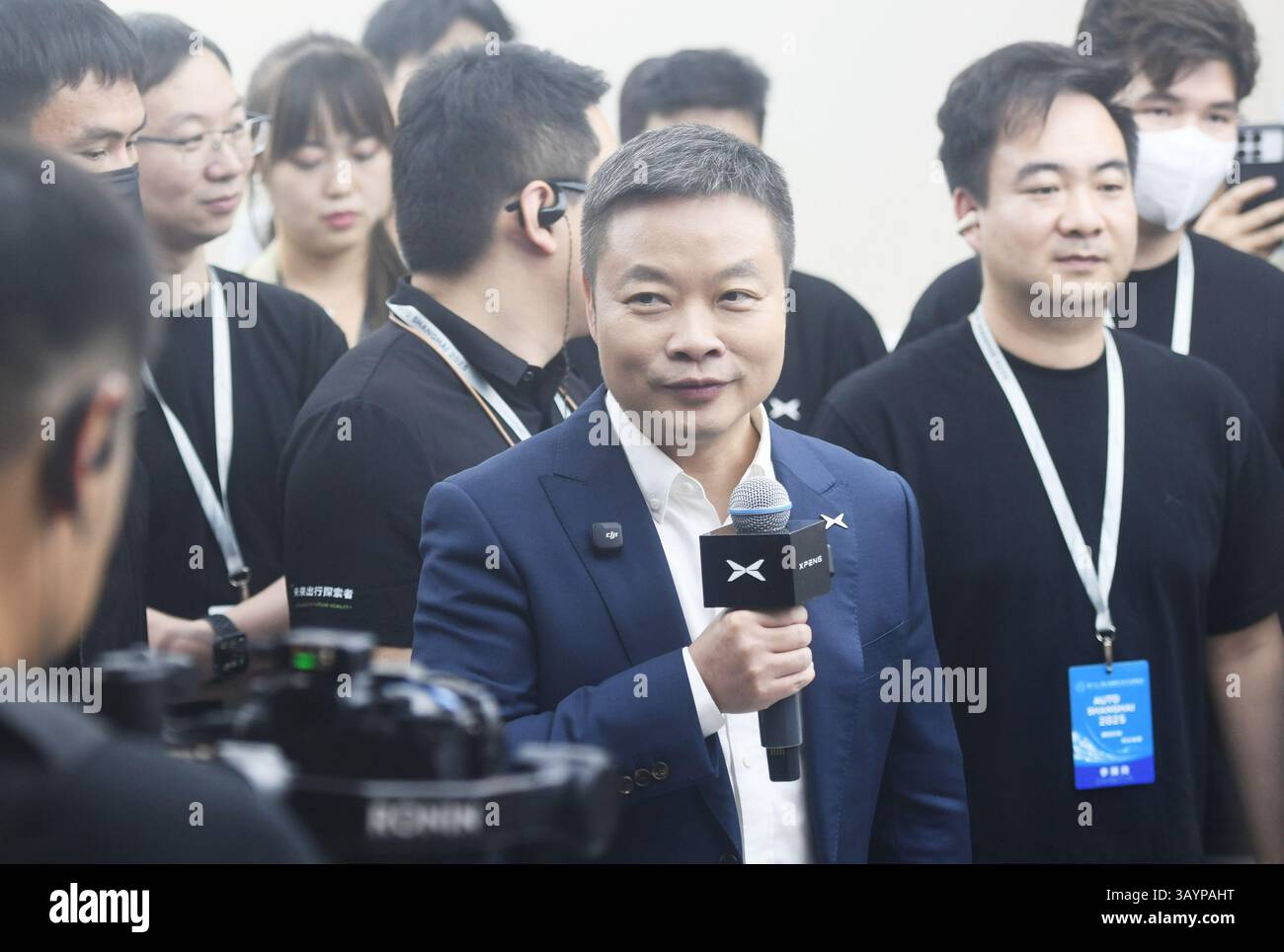 SHANGHAI, CHINA - APRIL 23, 2025 - He Xiaopeng, the founder of Xpeng Motors, attended the ...