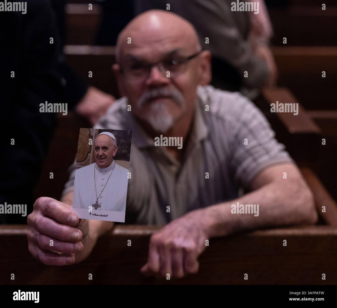 New York, NY, April 22, 2025: People react during Mass for the late ...