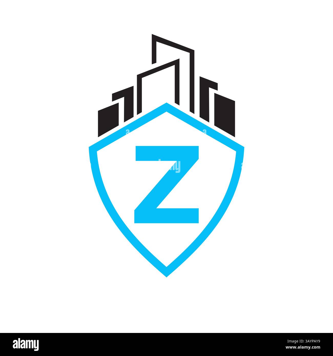 Real Estate Logo On Letter Z Concept With Building and Shield Symbol ...