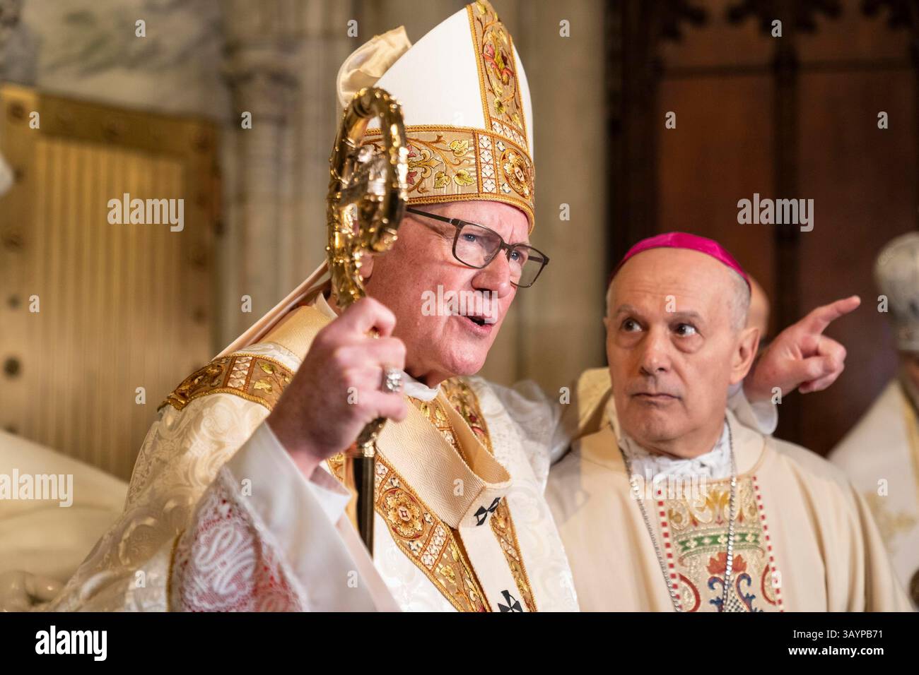 New York, New York, USA. 22nd Apr, 2025. Cardinal Timothy Dolan and ...