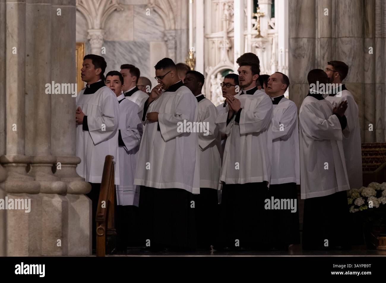 New York, NY, April 22, 2025: Atmosphere during Mass for the late Pope ...