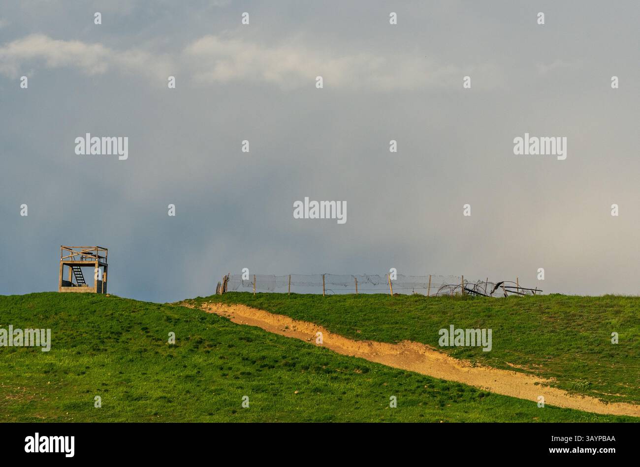 Path to the Unfinished Building. Rural Landscape Stock Photo - Alamy