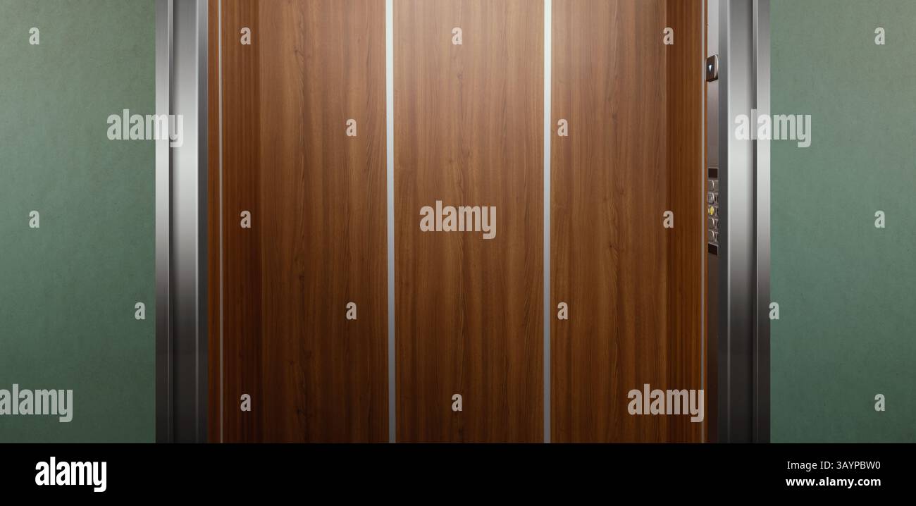 Vintage style empty lift cabin interior with wooden panels Stock Photo ...