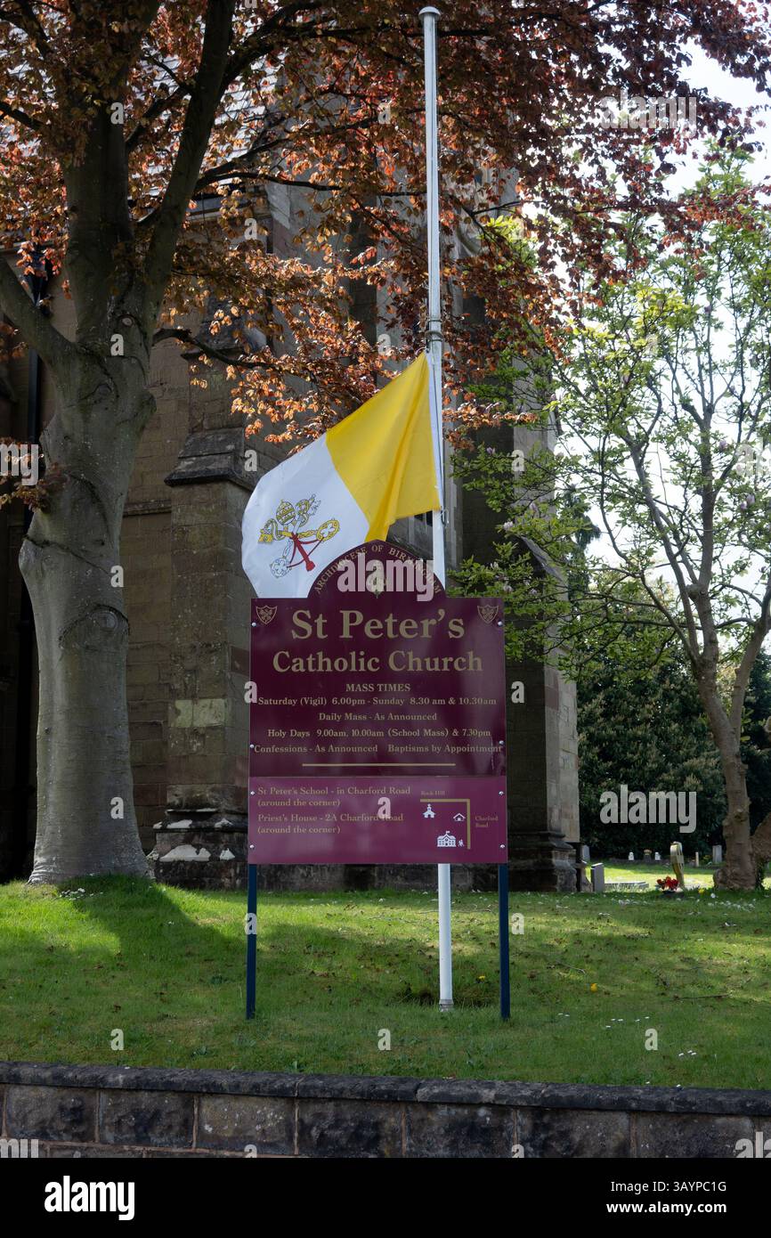 Vatican City flag at half mast honoring the memory of Pope Francis, St ...