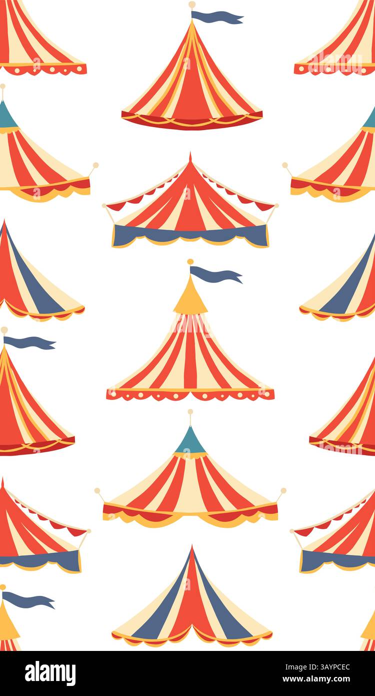 Vector seamless pattern with circus roof tents on white background ...