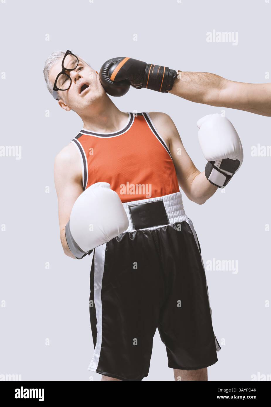 Funny nerdy guy with glasses getting punched on his face during a ...