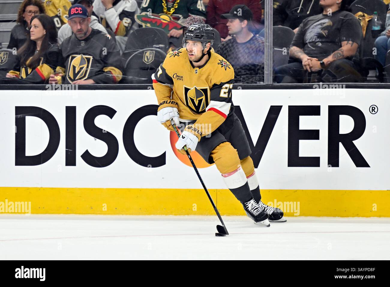 Vegas Golden Knights defenseman Shea Theodore (27) skates against the ...