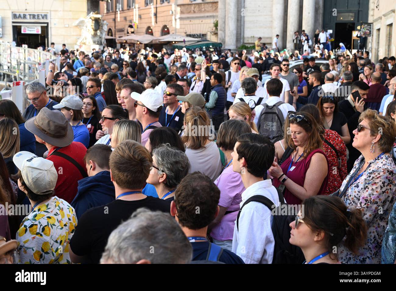 Rome, Italy - October 30, 2024: A crowd of tourists near the Trevi ...