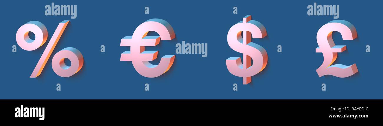 set of 3d pink numbers on blue background, 3d illustration, bold font ...