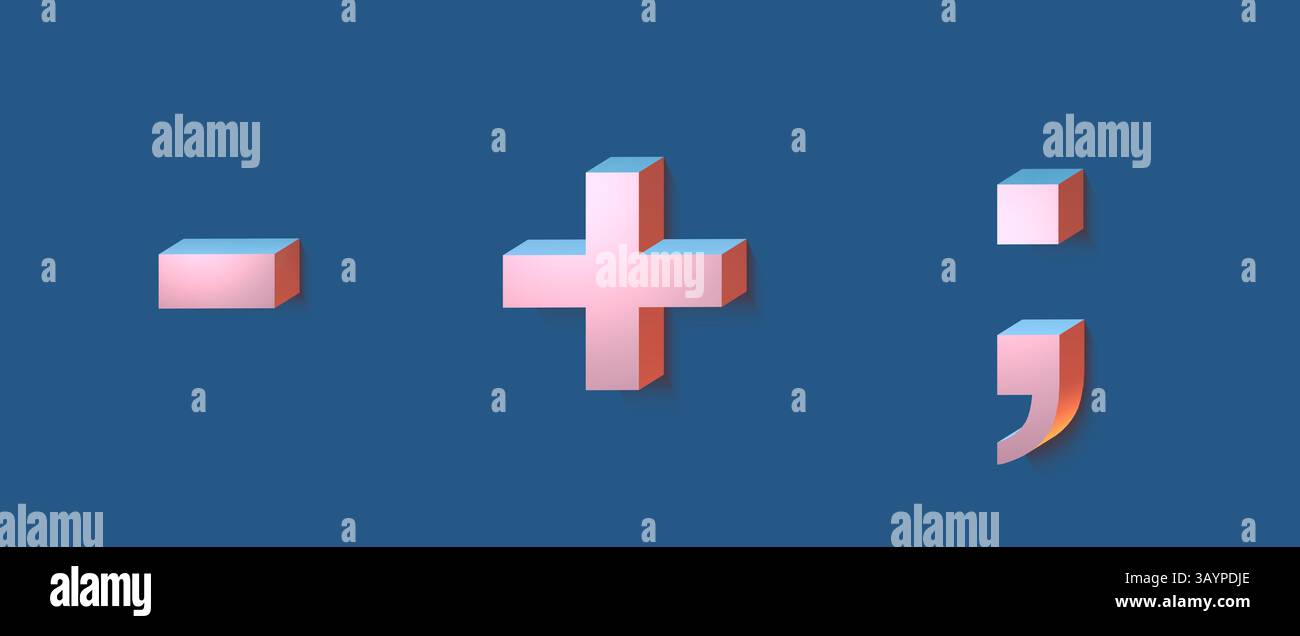 set of 3d pink numbers on blue background, 3d illustration, bold font ...