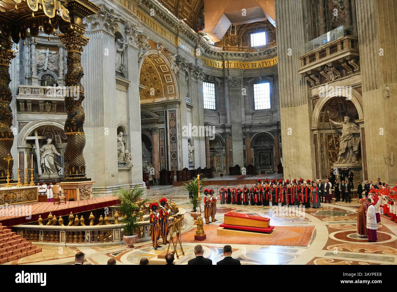 Cardinal Camerlengo Kevin Joseph Farrell, center second left, leads the ...
