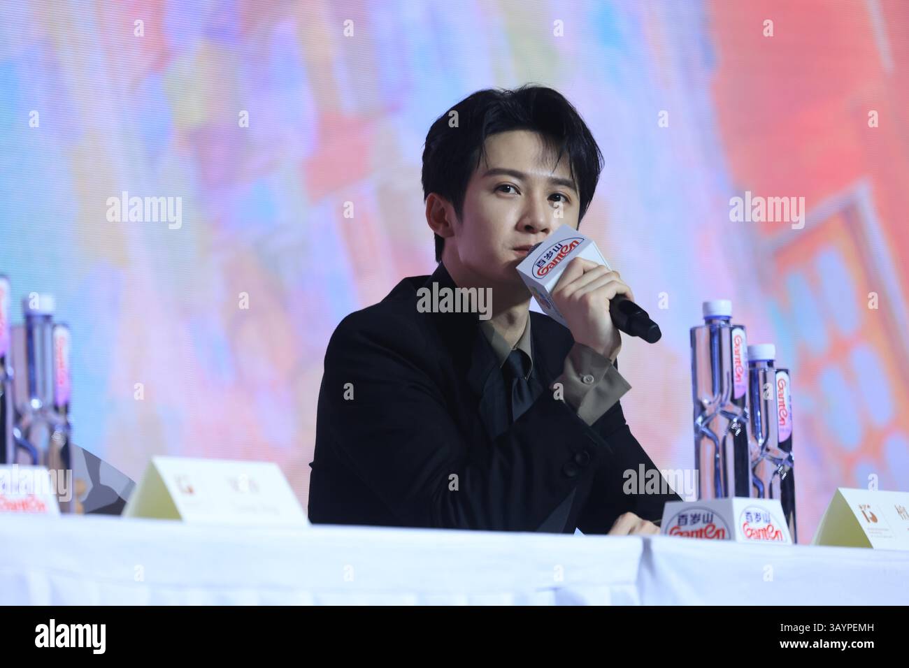 Chinese actor, singer, and dancer Tan Jianci attends an activity in ...