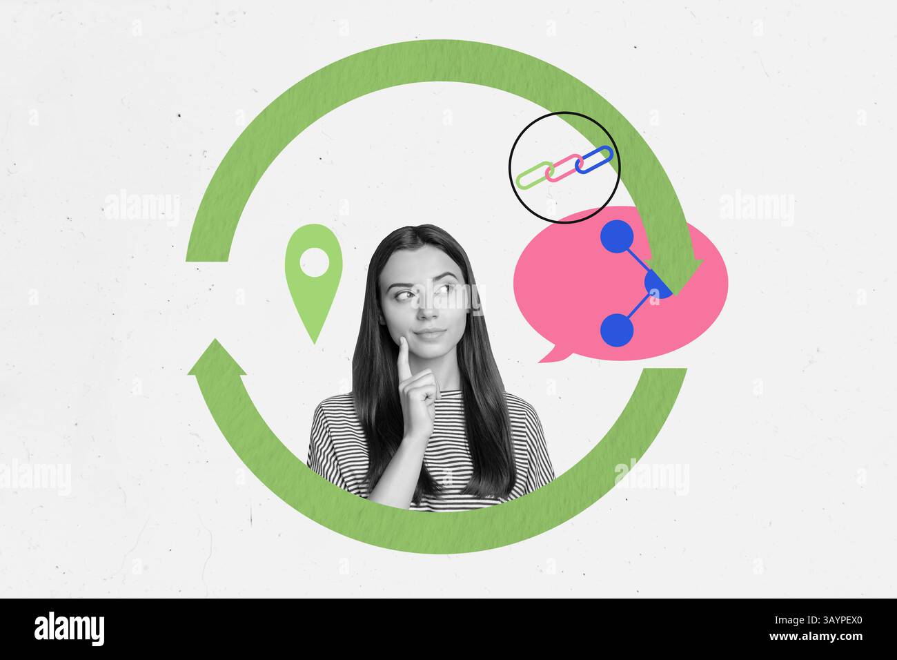 Trend artwork sketch design montage 3D collage of portrait young woman ...