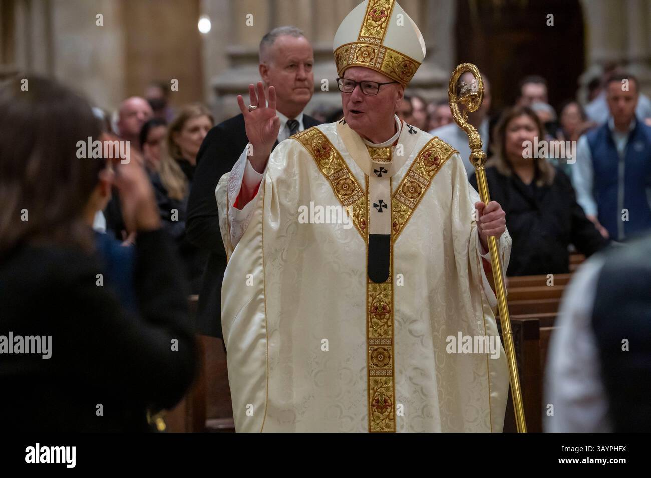 New York, United States. 22nd Apr, 2025. Cardinal Timothy Dolan ...