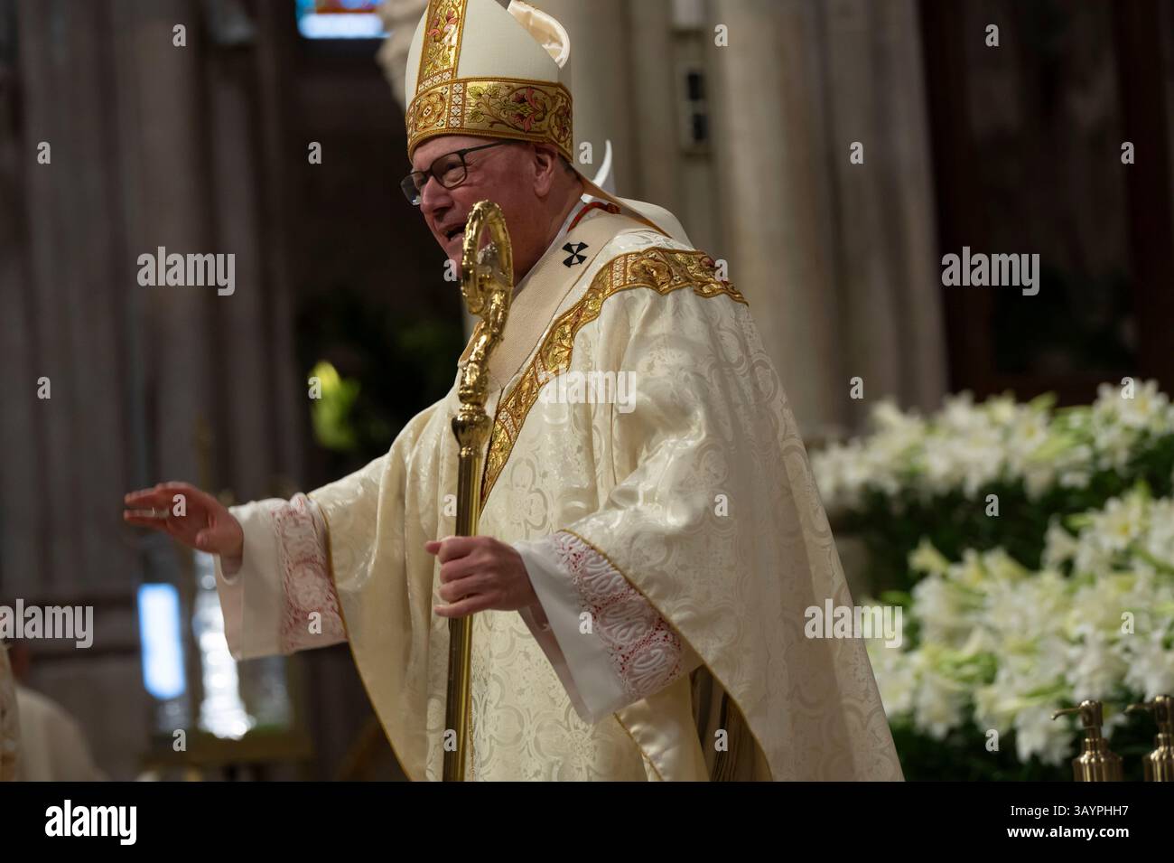 New York, United States. 22nd Apr, 2025. Cardinal Timothy Dolan ...