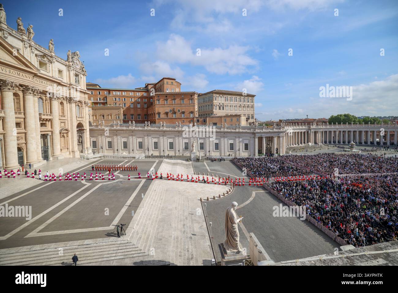 Vatican. 23rd Apr, 2025. Priests, cardinals and clergy take part in the ...