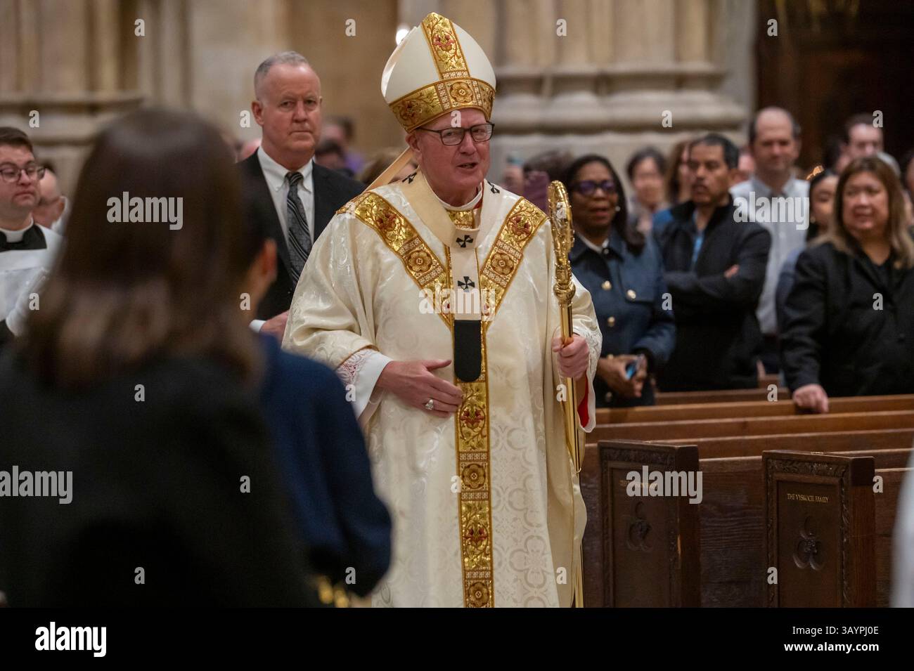 New York, United States. 22nd Apr, 2025. Cardinal Timothy Dolan ...