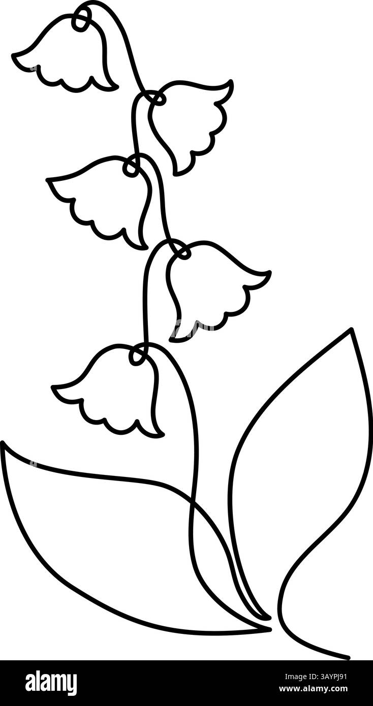 May lily of the valley in One Continuous Line Drawing. Simple ...