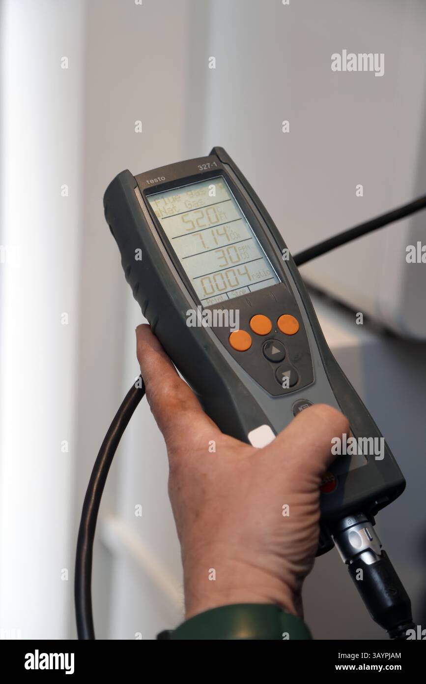 Servicing a modern Worcester gas combi boiler Stock Photo - Alamy